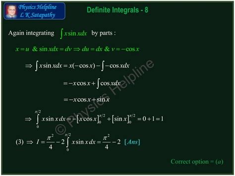 Definite Integrals 8 Integration By Parts Pptx Physics Science