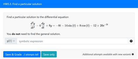Solved Hw53 Find A Particular Solution Find A Particular