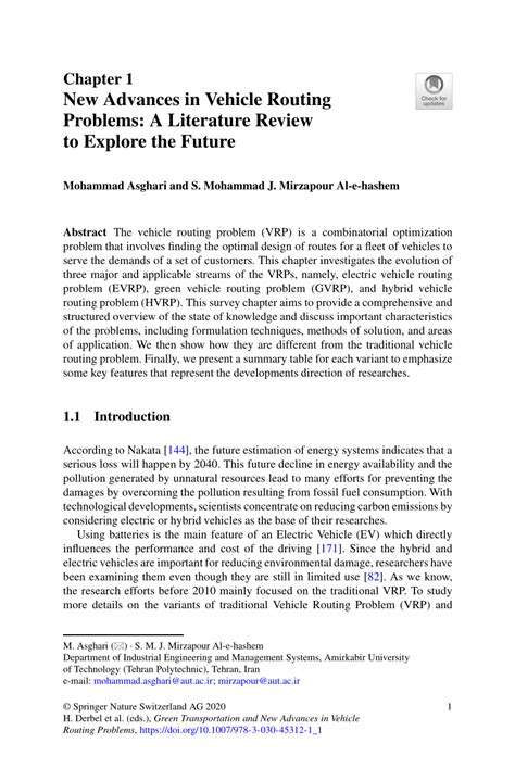 Pdf New Advances In Vehicle Routing Problems A Literature Review To Explore The Future