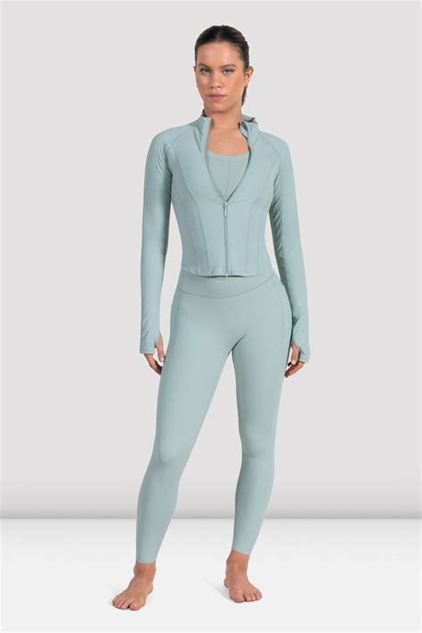 Ladies Apex Blocheverhold Contour Zip Jacket Green Bloch Dance Uk