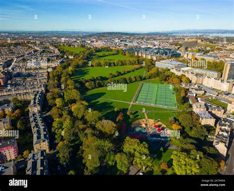 Aerial View Of The Meadows Public Park In Edinburgh Scotland Uk Stock