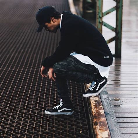 Vans Sk8 Hi Black Van High Tops Outfit Vans Sk8 Hi Outfit Men Mens