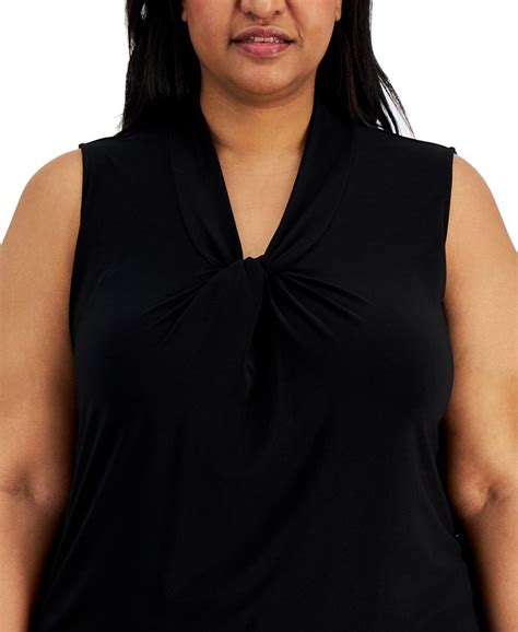 Kasper Plus Size Knot Sleeveless Top Macys