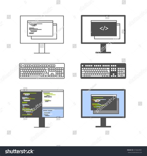 Computer Monitors Keyboards Programming Coding Windows Stock Vector Royalty Free 572664901