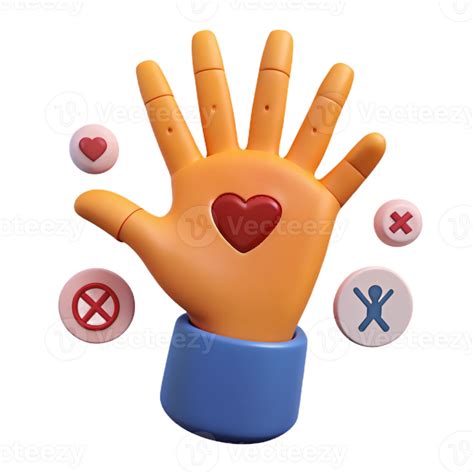 3d Hand With Heart Reject And Accept Symbols 52566772 Png