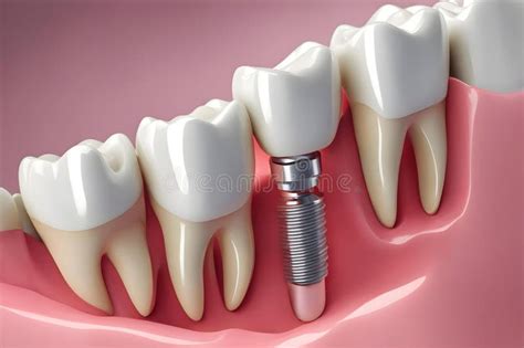 Close Up Human Tooth Implant Crown Model Stock Illustration