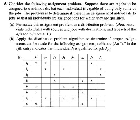Solved 5 Consider The Following Assignment Problem Suppose