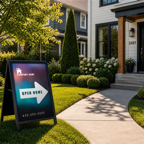 Real Estate A Frame Open Home Sign With Arrow Custom Directional Signage Evan Evans