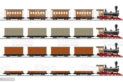 빈티지 증기 기관차와 마차 벡터 일러스트 레이션 격리 증기 기관차에 대한 스톡 벡터 아트 및 기타 이미지 증기 기관차 기관차 고대의 Istock