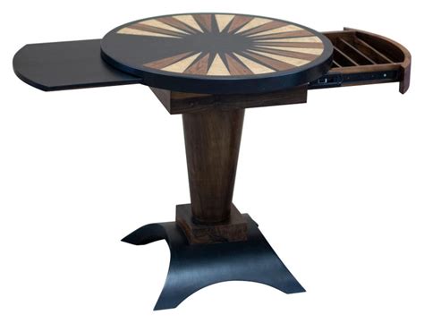 Round Backgammon Cocktail Table In Ebony And Birds Eye Maple Inlay Cherchio For Sale At 1stdibs