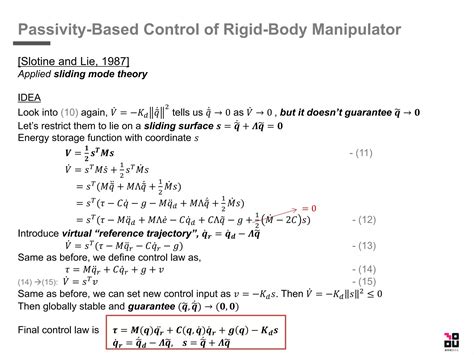 passivity based control of rigid body manipulator ppt