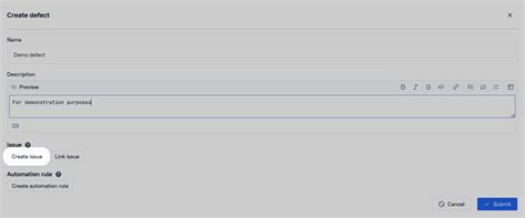 Creating An Issue Along A Defect