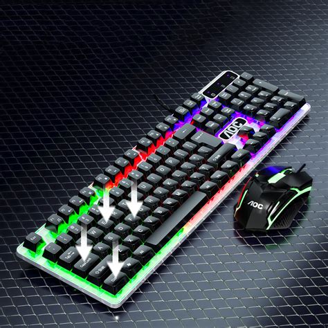 AOC KM100 Wired Cool Backlit Keyboard And Mouse Combo Kit Ergonomic Waterproof Keyboard Color