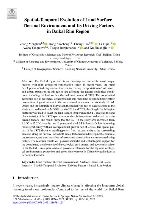 Pdf Spatial Temporal Evolution Of Land Surface Thermal Environment And Its Driving Factors In