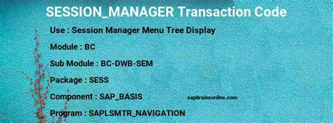 SESSION MANAGER SAP Tcode For Session Manager Menu Tree Display