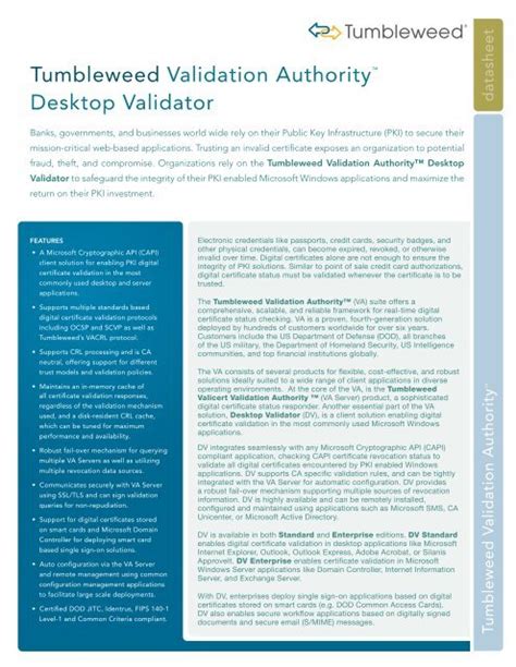 Tumbleweed Validation Authority™ Desktop Validator Global Forte
