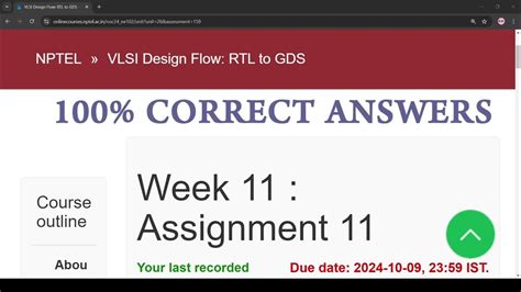 Vlsi Design Flow Rtl To Gds Week 11 Assignment Solution Nptel Swayam 2024 100 Correct