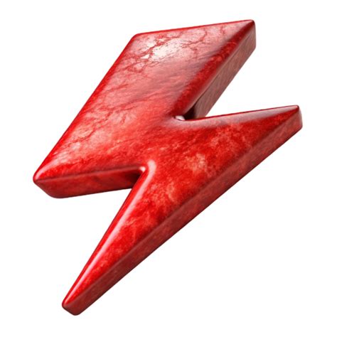 Dramatic Vintage Bright Red Lightning Bolt Isolated Element Detailed