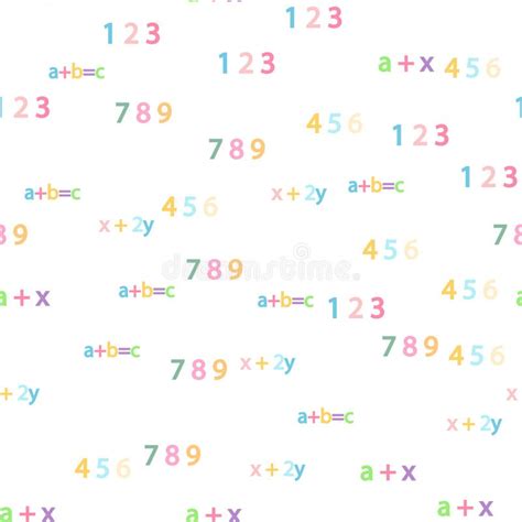 Colorful Numbers Math Symbols And Formulas Seamless Pattern Kindergarten School Classroom