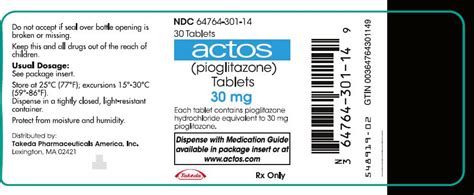 Actos Package Insert Prescribing Information Moa