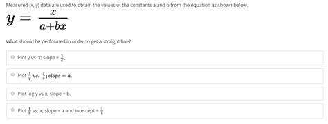 solved measured x y data are used to obtain the values of