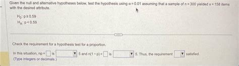 Solved Given The Null And Alternative Hypotheses Below Test