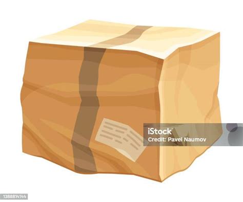 포장 및 선적 컨테이너 벡터 일러스트로 테이프와 골판지 측면이 닫힌 구겨진 골판지 상자 0명에 대한 스톡 벡터 아트 및 기타 이미지 0명 골진 골판지 Istock