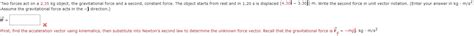 Solved Two Forces Act On A 2 35 Kg Object The Gravitational