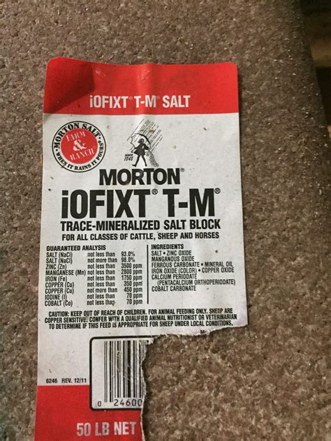 44 Morton Trace Mineral Salt Block W Selenium Concentrates Inc