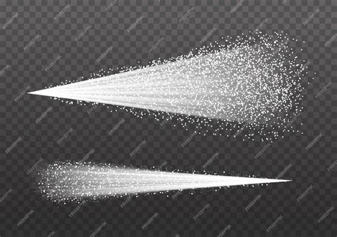 물 분무 흰 연기 먼지 및 점 분무기의 안개 효과 3d 일러스트 화장품 스프레이 효과 물 프리미엄 벡터
