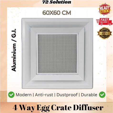Galvanized Iron Aluminium 4 Way Egg Crate Ceiling Diffuser 24 X 24