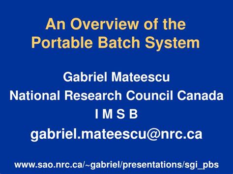 Ppt An Overview Of The Portable Batch System Powerpoint Presentation Id3338665