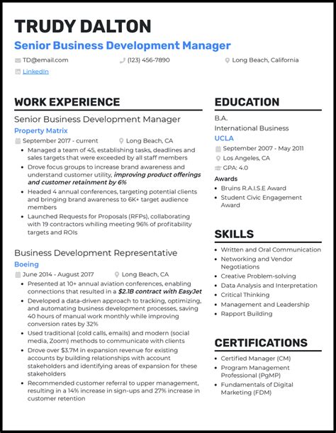 Business Manager Resume Examples Professional Management Resume