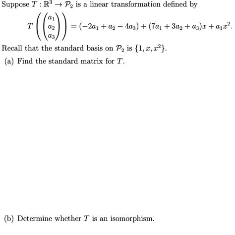 Solved Suppose T R P Is A Linear Transformation Defin