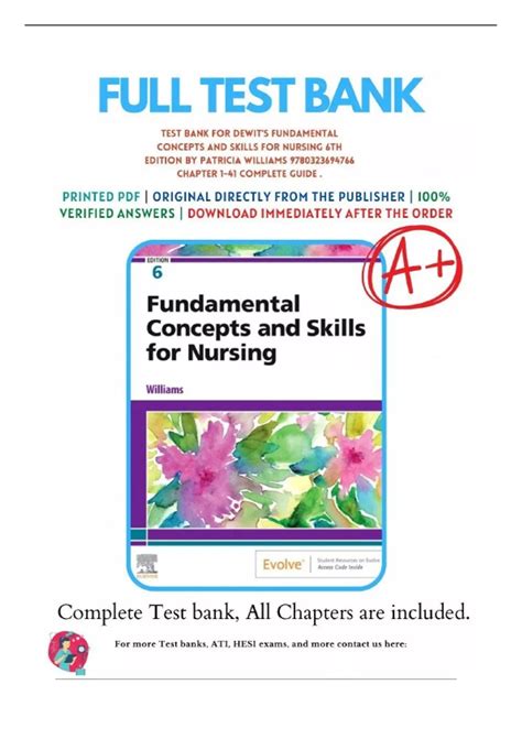 Test Bank Complete For Fundamental Concepts And Skills For Nursing 6th Edition Nursing