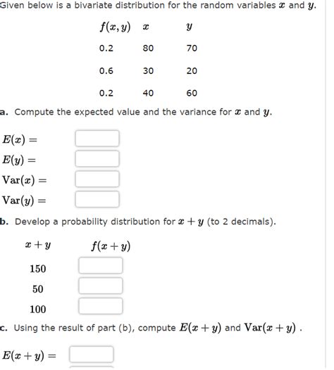 Solved Given Below Is A Bivariate Distribution For The