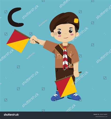 Pramuka Boy Sandi Morse Semaphore C Stock Vector Royalty Free