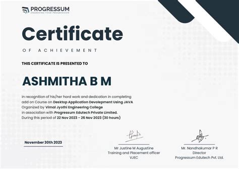Ashmitha Bm On Linkedin Java Softwaredevelopment Desktopapps Learning Growth Certification