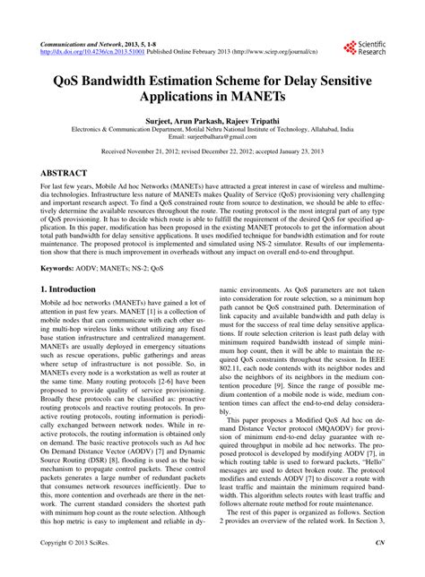 pdf qos bandwidth estimation scheme for delay sensitive applications