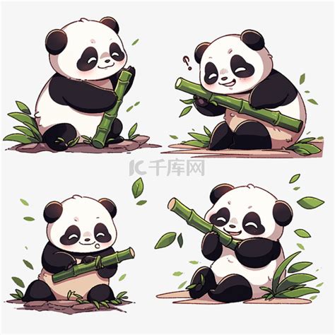 表情包卡通元素小熊猫吃竹子表情图素材图片免费下载 千库网
