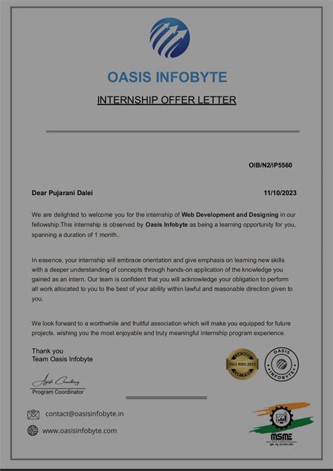 Pujarani Dalei On Linkedin Oasisinfobyte Webdevelopment Internship