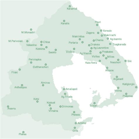 ΚΤΕΛ Υπεραστικών Γραμμών ΝΜαγνησίας Map Of Destinations