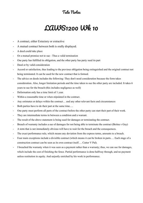 Tutorial Notes Laws6104 Contracts Anu Thinkswap