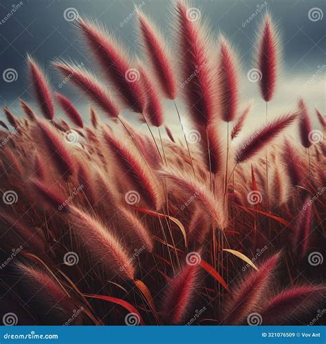 Big Bluestem Grass Native Grass Species With Tall Fluffy Seed Stock