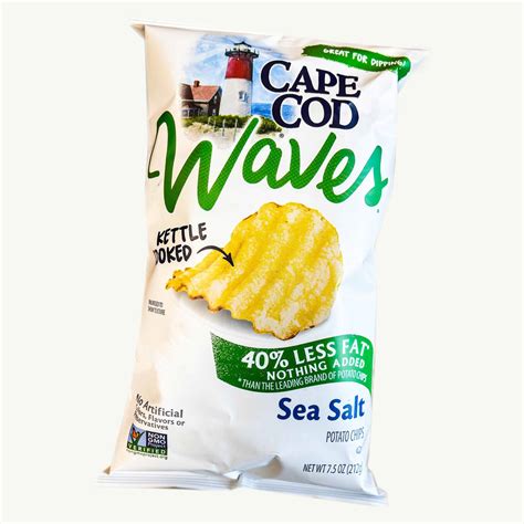 Cape Cod Waves Sea Salt Potato Chips Kettle Cooked Less Fat 75oz Noble Crunch