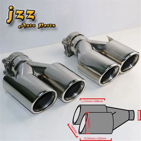 1 Pcs 실버 높은 품질 듀얼 자동차 꼬리 파이프 배기 소음기 스테인레스 스틸 머플러 배기 파이프 A4pipe Exhaustpipe Stainlesspipe T