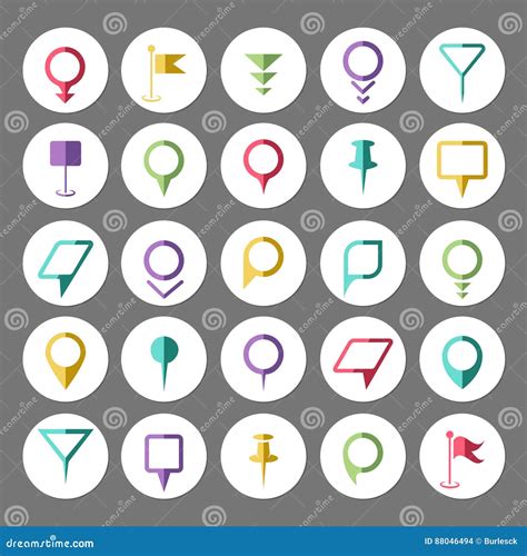 Abstract Map Marker Elements Web Pin Set Vector Templates In Flat Style Stock Vector