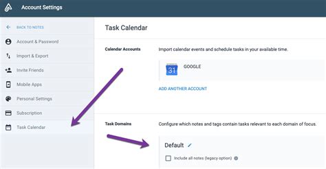 Calendar Task Domains Amplenote