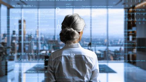 Senior Woman Programmer Engaged In Lisp Ai Engineering Stock Image Image Of Online