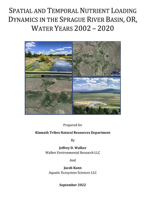 Sprague River Basin Nutrient Loading Dynamics Walker Environmental